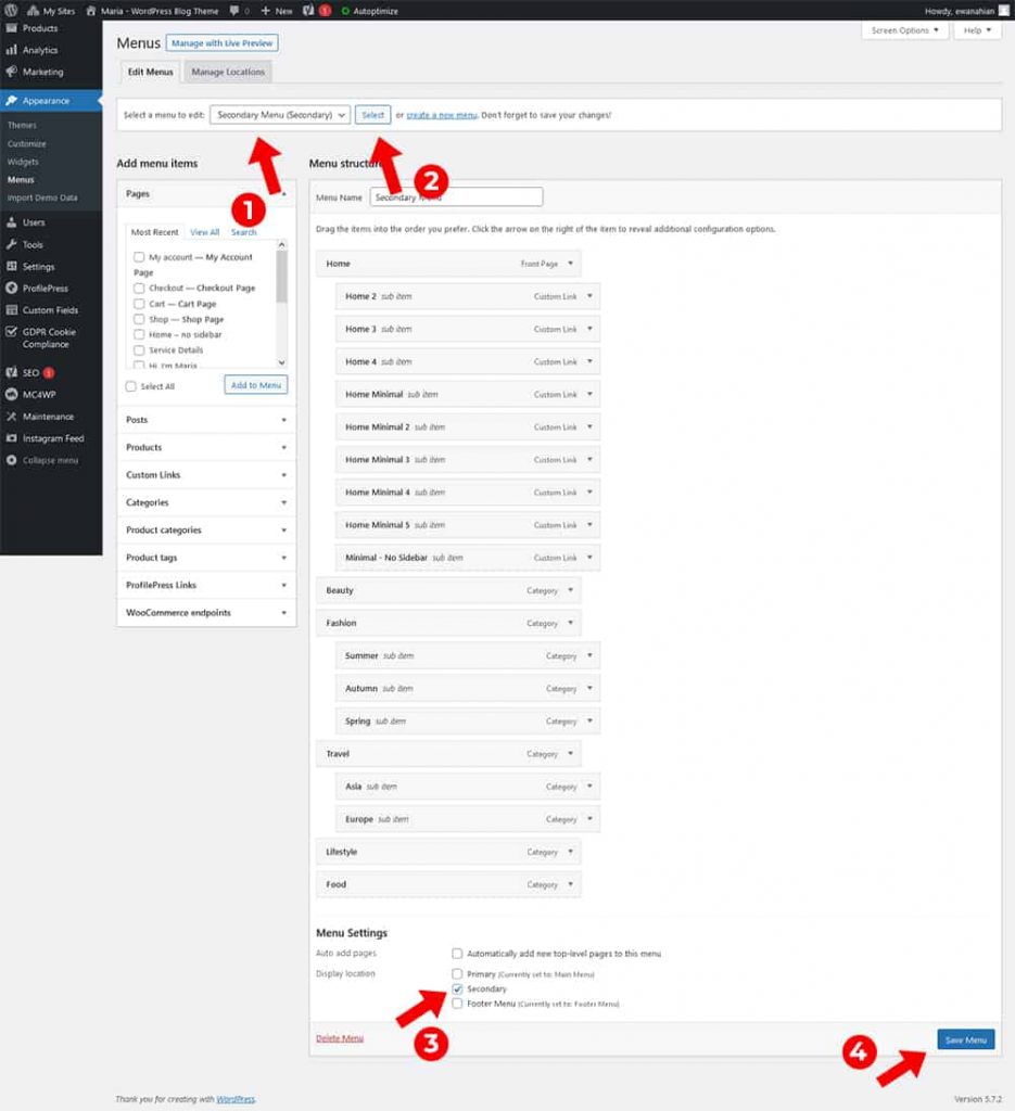 Maria WordPress Theme Documentation - Essential Web Apps