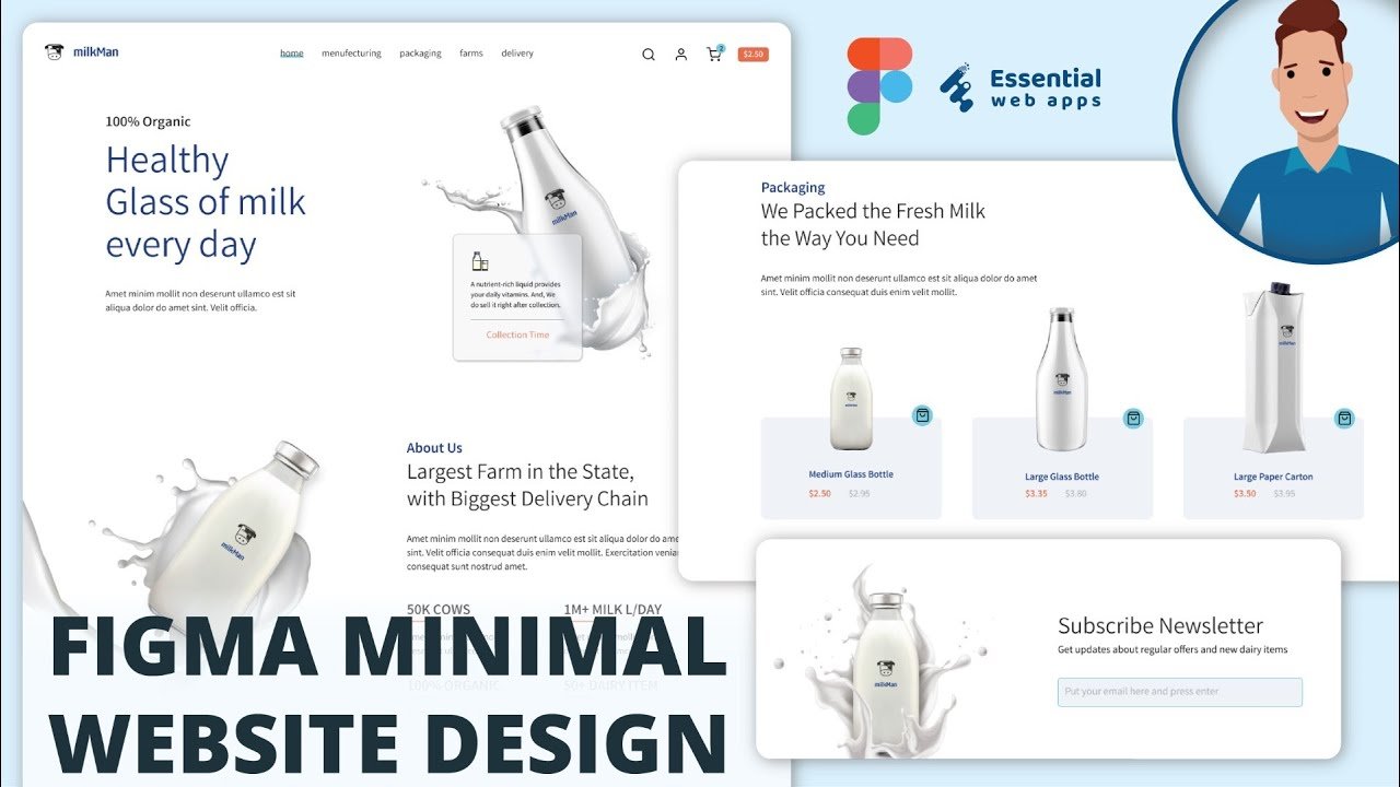 Figma website design tutorial of Dairy product company