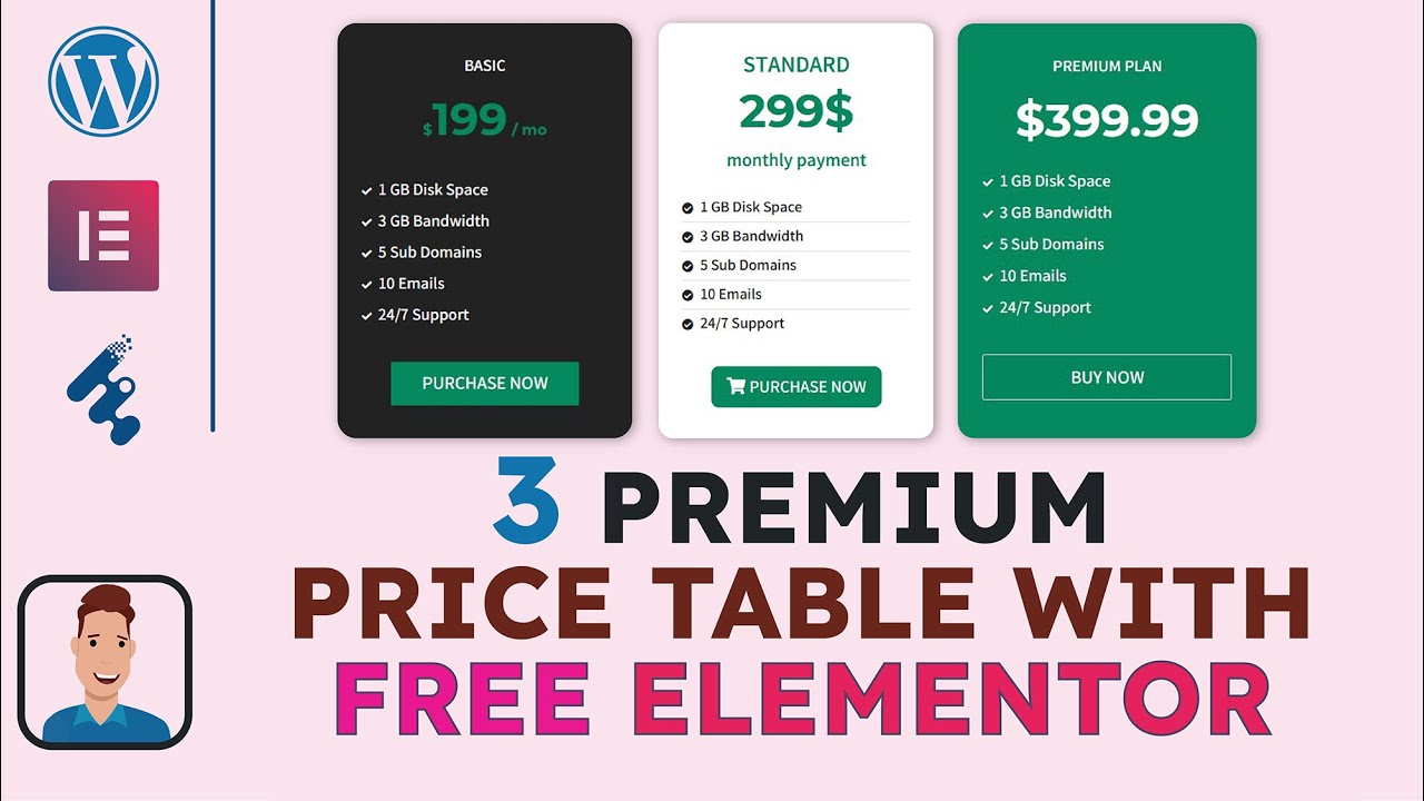 How to use Elementor WordPress for price table design