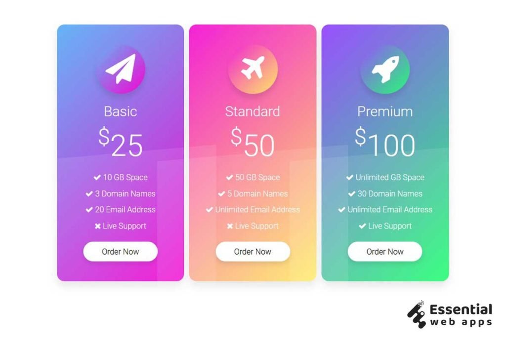 10 CSS Pricing Tables latest Collection Essential Apps